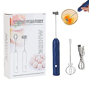 Electric Milk Frother Handheld, USB Rechargeable Milk Frother, Powerful Milk Frother Foam Maker With 2 Stainless Whisks, 3-Speed Adjustable Mini Milk Foamer For Blending Bulletproof Coffee Cappuccino