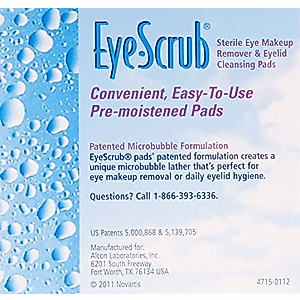Eye Scrub Sterile Eye Makeup Remover & Eyelid Cleansing Pads 30 ea (Pack of 2)