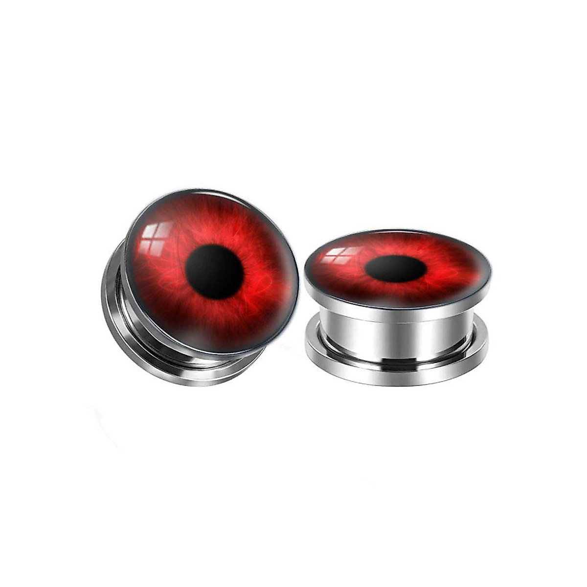 4pcs/set Stainless Steel Red & Green Eyes ear gauges Ear Plugs Flesh Tunnels Stretchers earExpander Body Piercing Jewelry