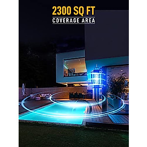 Bug Zapper Outdoor, Pophies Bug Zapper Indoor Plug in with 4200v High Powered, 18w Bug Zapper Outdoor Waterproof, Mosquito Killer Up to 2300 Sq Ft, Electric Bug Zapper for Patio Garden Home Kitchen