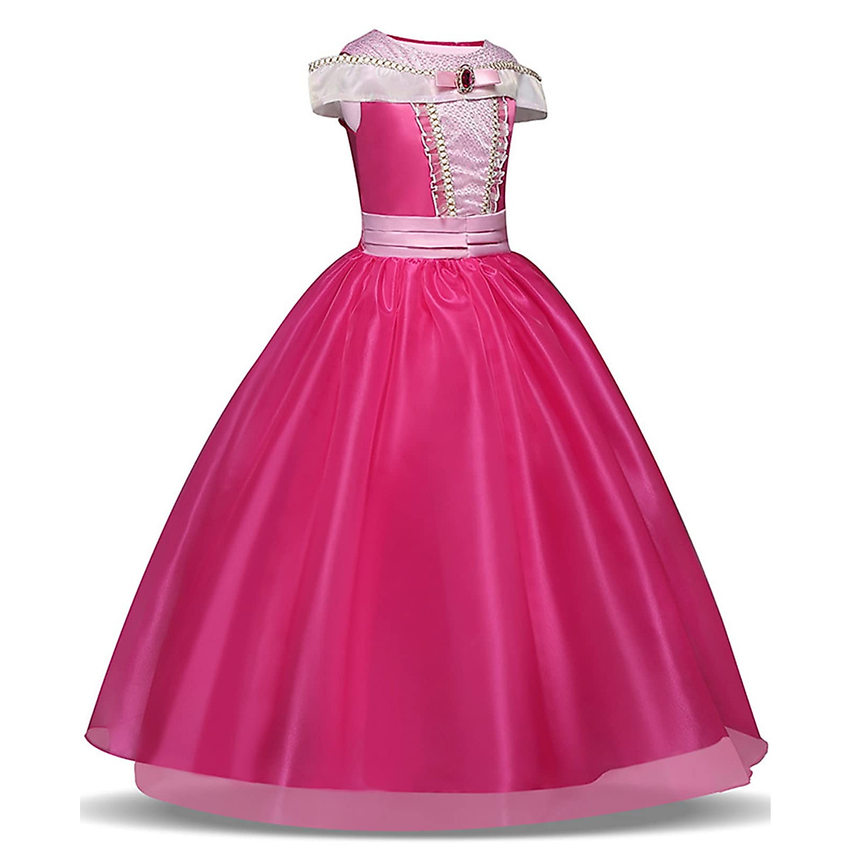 TSIZFXI Princess Costume Little Girls Pink Princess Dress Up Clothes Halloween Outfit with Accessorries 3-8Years(7-8Y/150cm,Pink)