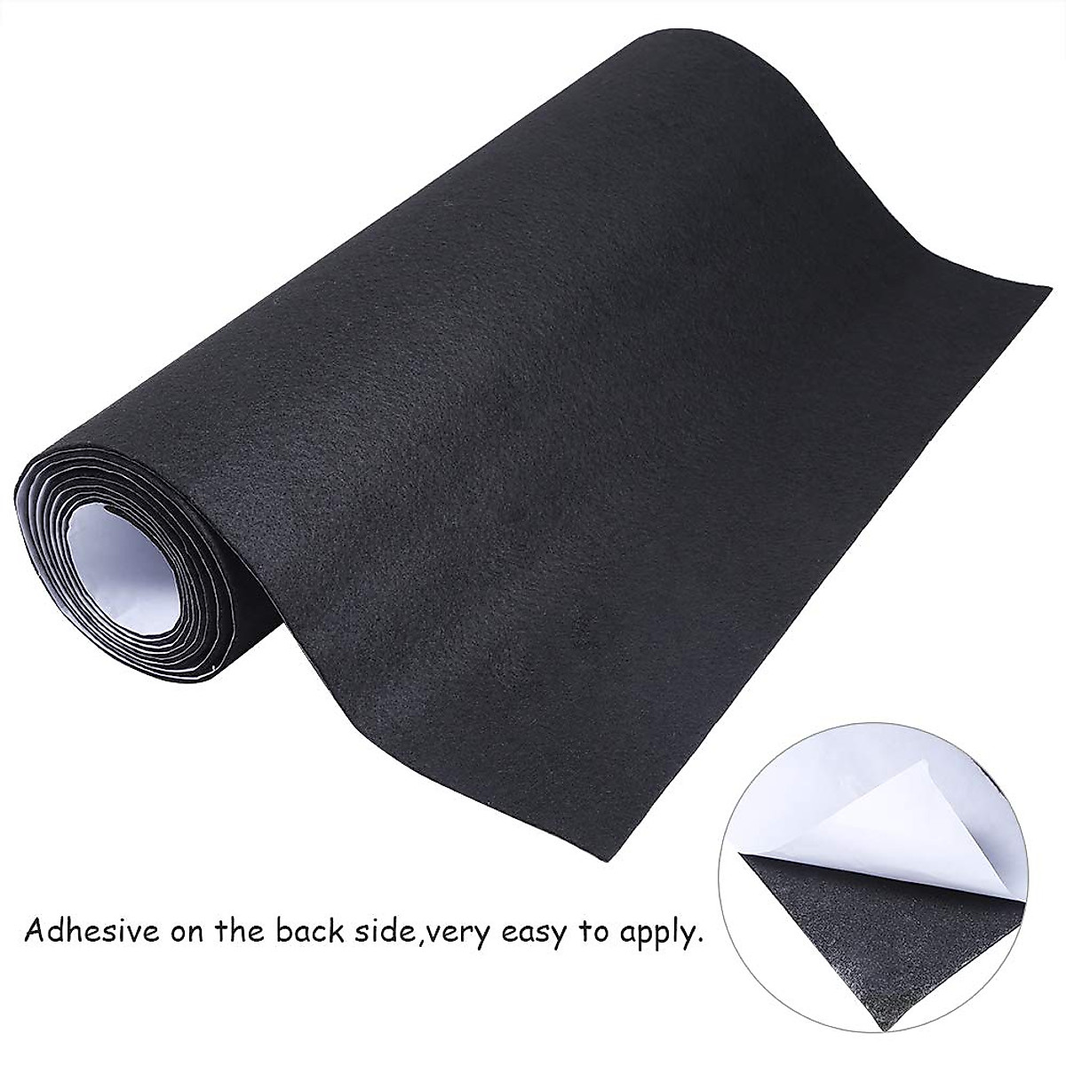 Caydo Large Black Self Adhesive Felt Roll Shelf Liner for DIY Projects Costume, Jewelry Drawer Craft Fabric Peel Stick 15.7" x 78.7"