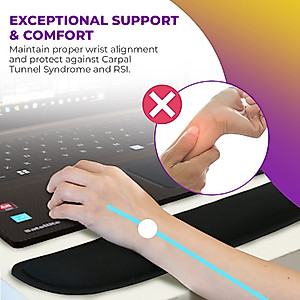4pc Premium Wrist Rests for Keyboard and Mouse Pad Set - Memory Foam Cushion, Black - Ergonomic Wrists Hand Arm Rest Support for Laptop Computer Desk and Gaming - Carpal Tunnel Syndrome Relief