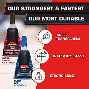 Loctite Super Glue Ultra Gel Control, Clear Superglue for Plastic, Wood, Metal, Crafts, & Repair, Cyanoacrylate Adhesive Instant Glue, Quick Dry - 0.14 fl oz Bottle, Pack of 2