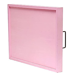 Elegant Designs HG2000-LPE Decorative Wood Serving Tray w/ Handles, 15.50'' x 12'', Hoppy Easter, Light Pink