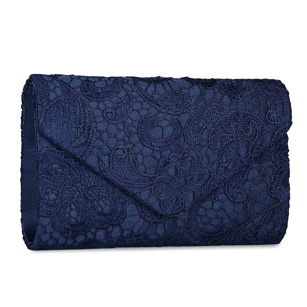 Baglamor Women's Elegant Floral Lace Envelope Clutch Evening Blue, Large