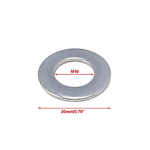 S SYDIEN 50Pcs 304 Stainless Steel M10 Inner Dia Flat Washers for Bolt Screw
