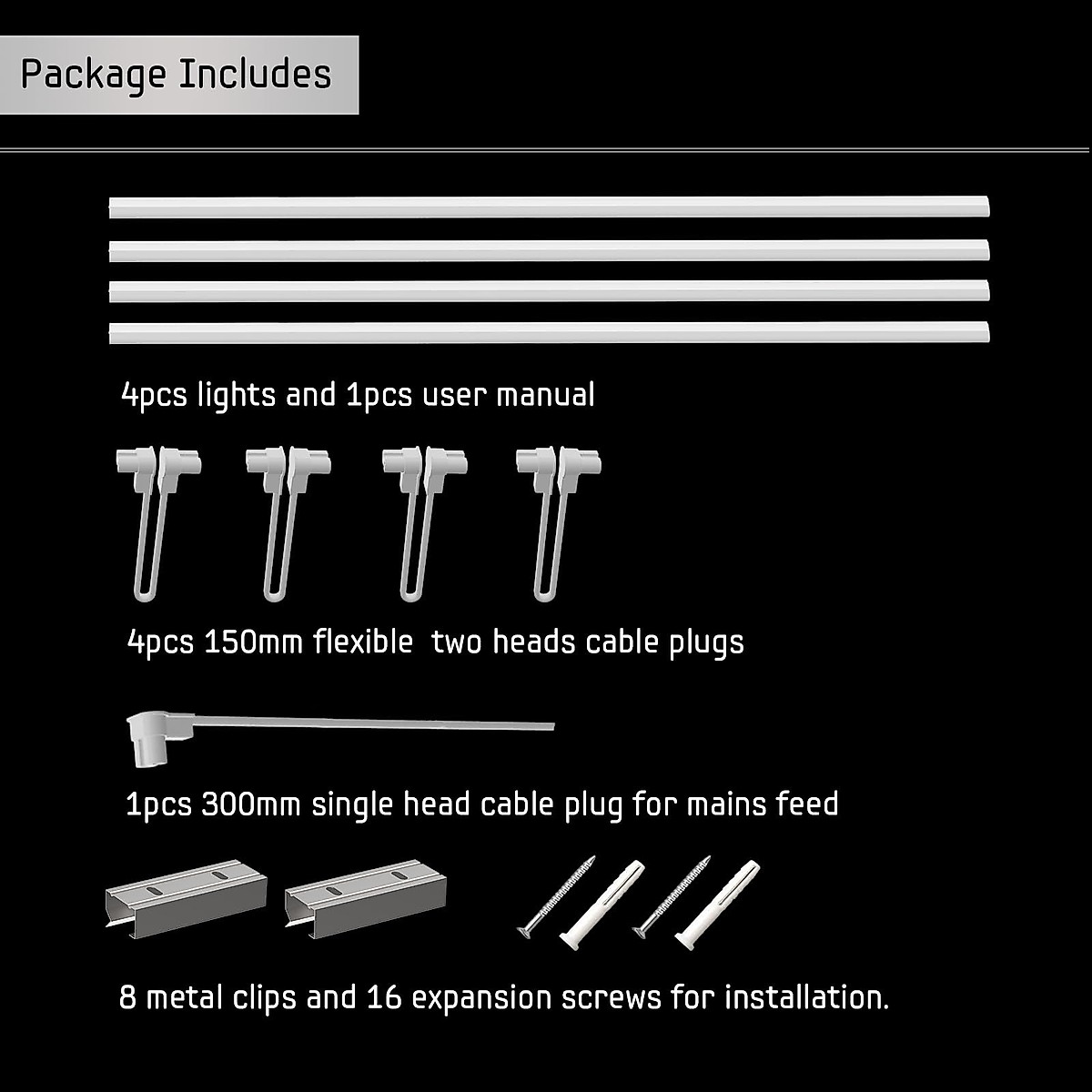 LAYOND 4 Pack Seamless Linkable LED Tube Light, 4FT 24W 3400lm (142lm/W) LED Linear Light, Flicker-Free 1.2m CCT4000K LED Shop Light for Retail, Supermarket, Office, Clothing Store