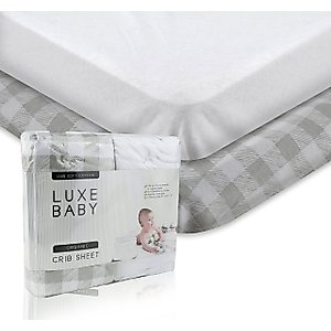 Fitted Crib Sheet Set. Luxe Baby Crib Sheets Girl and Boy. Grey Design Crib Sheets in Ultra Soft Cotton, Crib Sheets Set Fits All Crib Mattresses