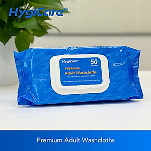 HygiCare Adult Washcloths Body Wipes 250 Count Fresh Scent 12"x8" Flip Top, Strong Yet Soft, Perfect for Incontinence Cleansing, Clinic, Nursing Home, Hospital, Camping, Travel, Gym