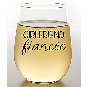 COOL AF Boyfriend and Girlfriend Wine and Whiskey Glass Gift Set - Engagement Gifts for Couples - Fiance Fiancee Gift for Him and Her - His and Hers Glasses For Mr and Mrs Bride and Groom to be