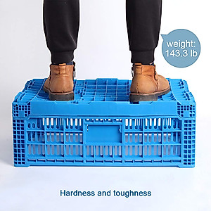 QTJH Collapsible Storage Bin Containe，52 Liter Transfer box,crate Transit storage of various items (23.6" L x 15.7" W x 8.6" H)