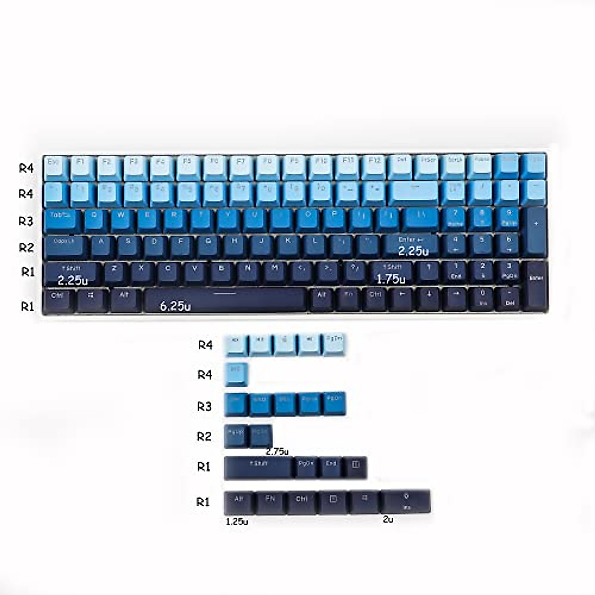YMDK 108 122 Double Shot Backlit Moonrise Keycaps PBT Shine Through OEM Profile Keycap for MX Mechaniccal Keyboard 61 68 84 87 104