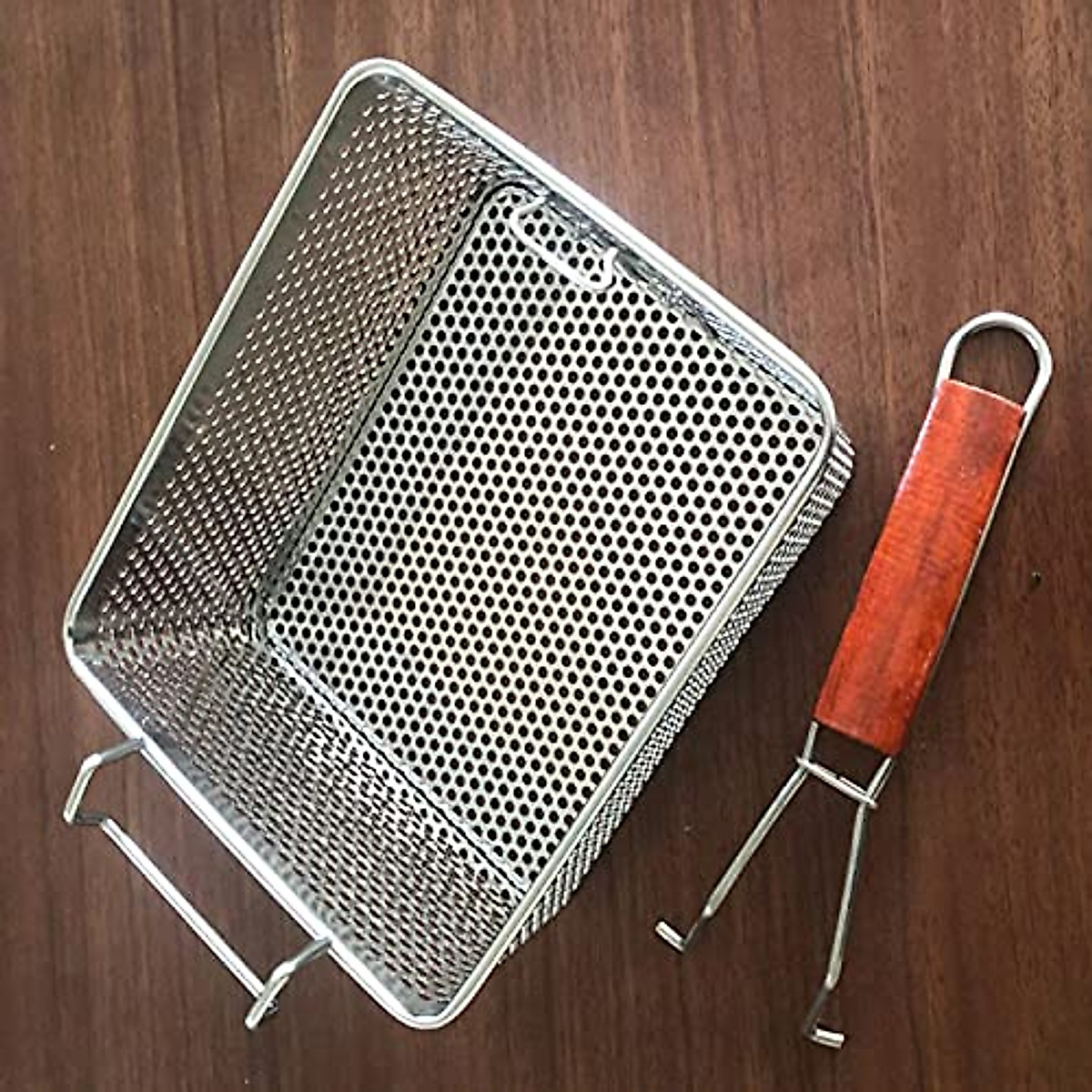 TEMKIN Chip Basket Stainless Steel Encrypted Frying Basket Commercial French Fries Basket Fried Food Filter Mesh with Anti-scalding Handle Kitchen Cooking Tools Basket