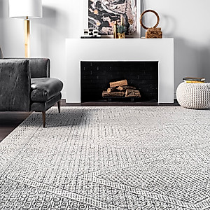 nuLOOM Exie Transitional Moroccan Area Rug, 10x14, Light Grey