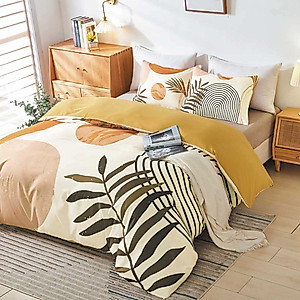 Hilioens Duvet Cover King Abstract Arch Sun Beige Modern Mid Century Boho Bedding Sets for All Seasons, 3 Pieces Home Bedroom Decorations Soft Microfiber