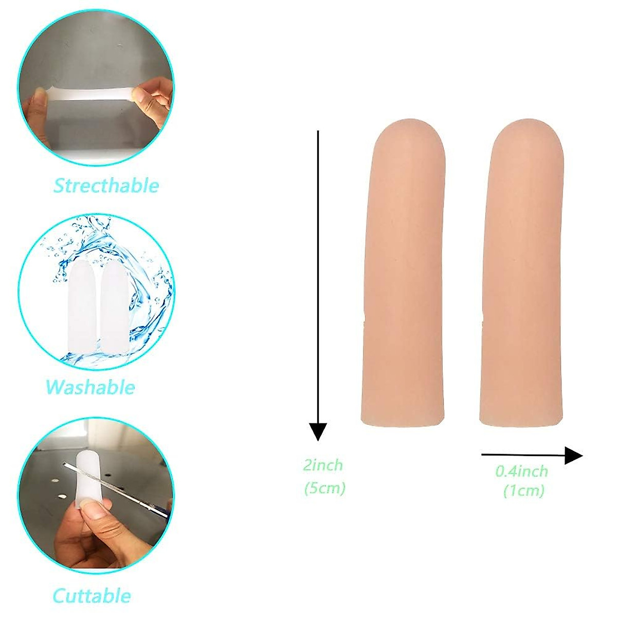 Gel Finger Protectors Finger Caps Silicone Fingertips Protection - Finger Cots Great for Trigger Finger, Finger Arthritis, Finger Cracking and Other Finger Pain Relief (Nude, Small)