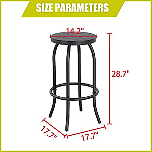 LOKATSE HOME Outdoor Patio Bar Height Stool Bistro Chair Counter Footrest, Set of 2, Black