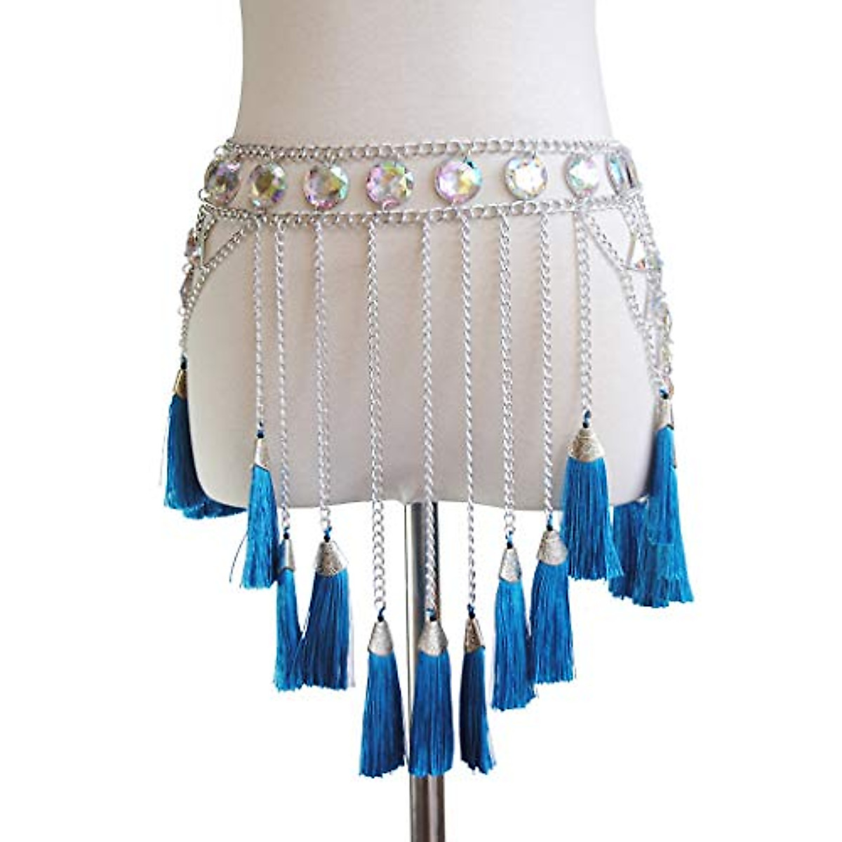 CanB Rhinestone Body Chains Sexy Body Belly Waist Skirt Chain Festival Body Jewelry for Women and Girls (Ⅴ)