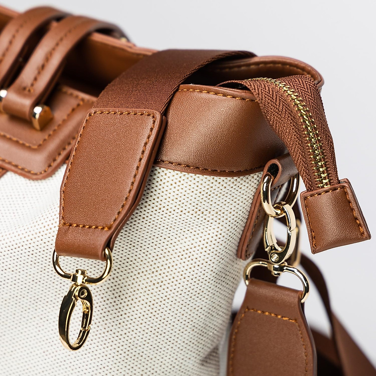 SUNVENO Diaper Bag Tote, Large Capacity Baby Bag for Mommy with Changing Pad (Brown)