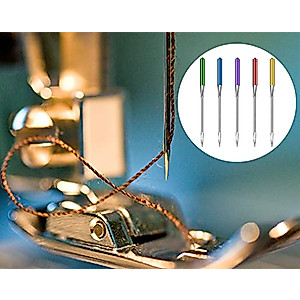 30 Pieces Sewing Machine Needles Universal Regular Point Machine Needles for Singer, Brother, Janome Home Sewing Machine with Size in HAX1 65/9, 75/11, 90/14, 100/16, 110/18 (5 Colors)