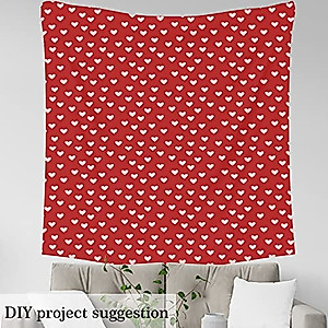 Red White Fabric by The Yard Cute Heart Pattern Upholstery Fabric for Sewing Valentine Day Gift Decorative Fabric Cartoon Geometric Love Heart Outdoor Fabric DIY Waterproof Fabric,1 Yard,Red White