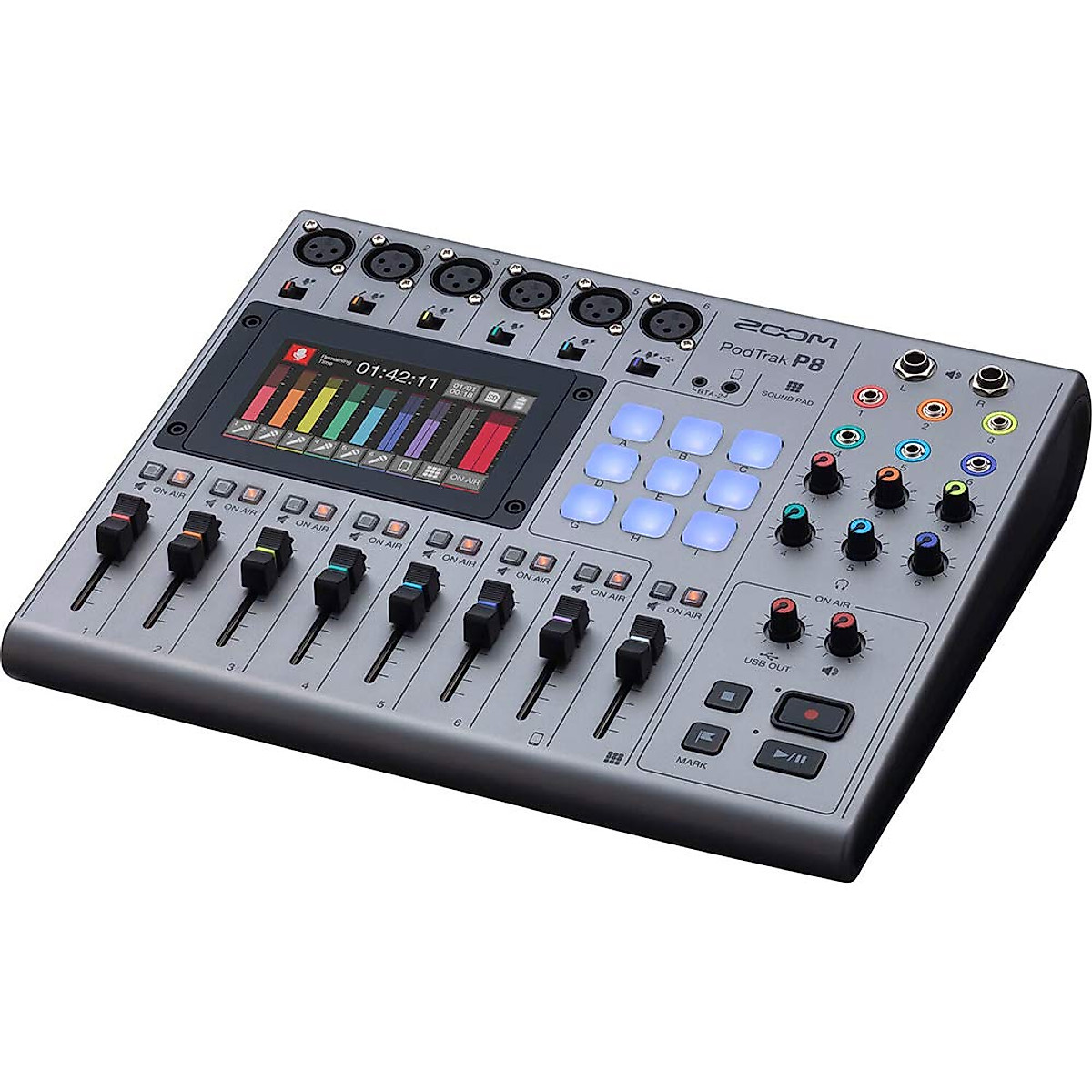 Zoom PodTrak P8 Portable Multitrack Podcast Recorder Bundle with 4X Zoom ZDM-1 Podcast Mic Pack