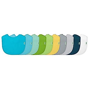 green sprouts Stay-dry Bibs (10-Pack), Aqua Set, 3-12 Months