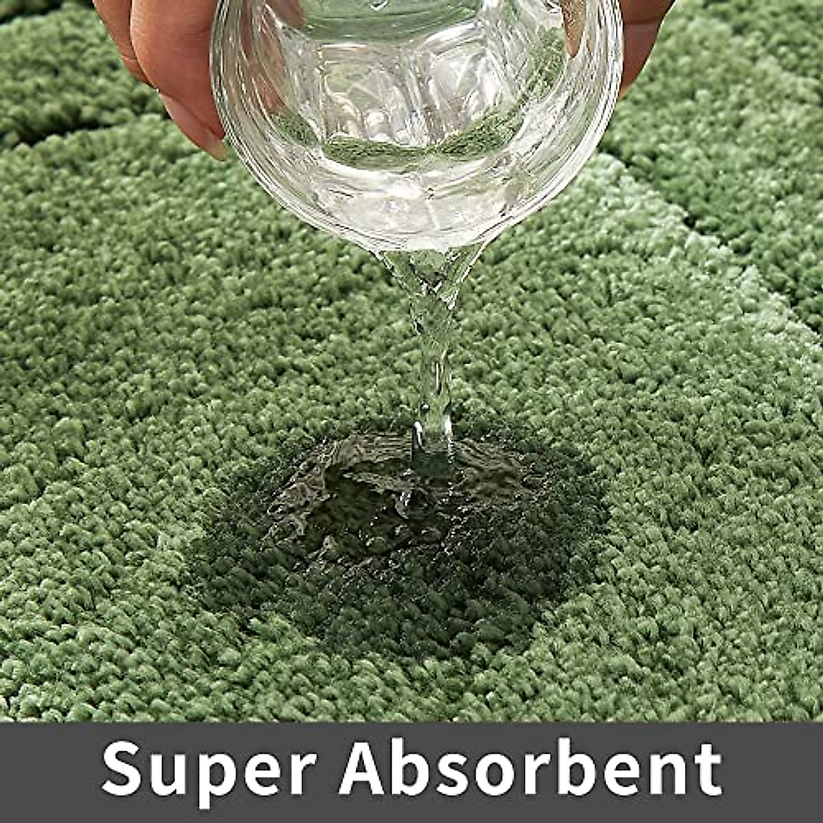 COSY HOMEER Extra Thick Bath Rugs for Bathroom - Anti-Slip Bath Mats Soft Plush Yarn Shaggy 100% Strong Mirco Polyeste Mat Living Room Bedroom Mat Floor Water Absorbent(Green,17x27 - Inches)