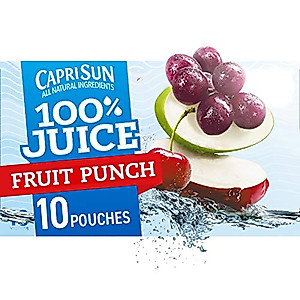 Capri Sun 100% Juice Fruit Punch Naturally Flavored Juice Blend, 10 ct Box, 6 fl oz Pouches