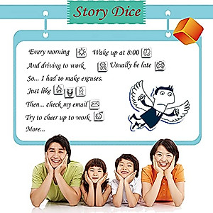 SQBELL Happy Story 9 Cubes Bundle Sets Roll Cubes - A Happy Trip and Challenge of Words and Stories, 4 Models dice 54 Images Unlimited Stories Combination Story Dice Game Set Imaginative Play for Kids
