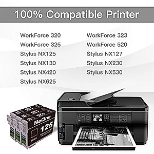BeOne T125 Ink Cartridges Remanufactured Replacement for Epson 125 3-Pack to Use with Workforce 320 323 325 520 Stylus NX125 NX127 NX130 NX230 NX420 NX530 NX625 Printer (3 Black )