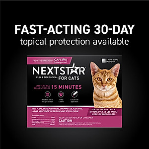 NEXTSTAR Flea and Tick Prevention for Cats, Repellent, and Control, Fast Acting Waterproof Topical Drops for Cats Over 3.5 lbs, 3 Month Dose