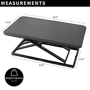 VIVO Economy Single Top Height Adjustable 29 inch Standing Desk Converter, Sit Stand Tabletop Monitor and Laptop Riser Platform Workstation, DESK-V000U