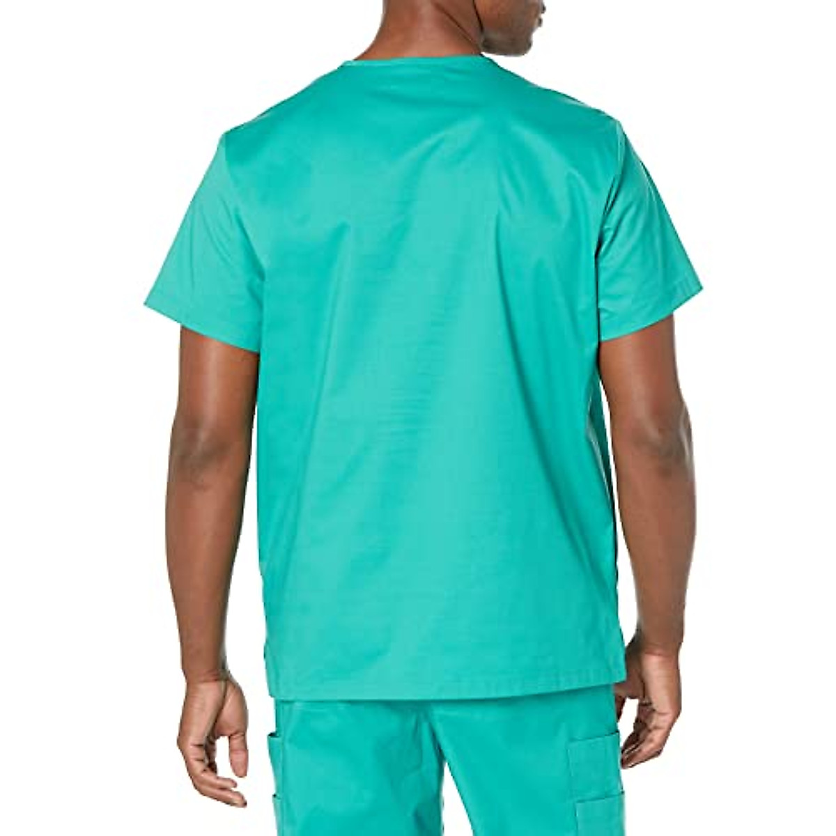 Amazon Essentials Men's V-Neck Scrub Top with Pockets, Emerald Green, Large
