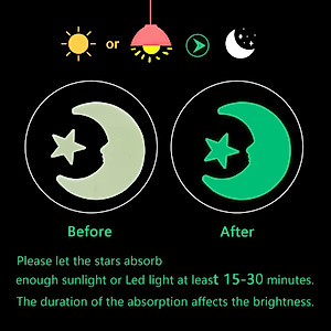 Glow in The Dark Stars Stickers, CAYUDEN 201pcs 3D Plastic Large Stars Stickers Glow in The Dark Stars for Ceiling Wall Decor Luminous Ceiling Stars and Moon Glow Stickers Decor for Bedroom Baby Room