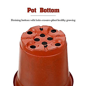100 Pieces Plastic Plant Nursery Pots Reusable Plant Seeding Nursery Pot Flower Plant Containers Seed Starting Pots for Gardens, 3 Sizes (Brown)