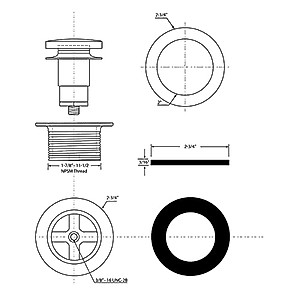 UNI-DRAIN Bathtub Drain Tip-Toe Tub Trim Set, Tub Drain Replacement Trim Conversion Kit Assembly Universal Coarse Thread, Chrome Plated