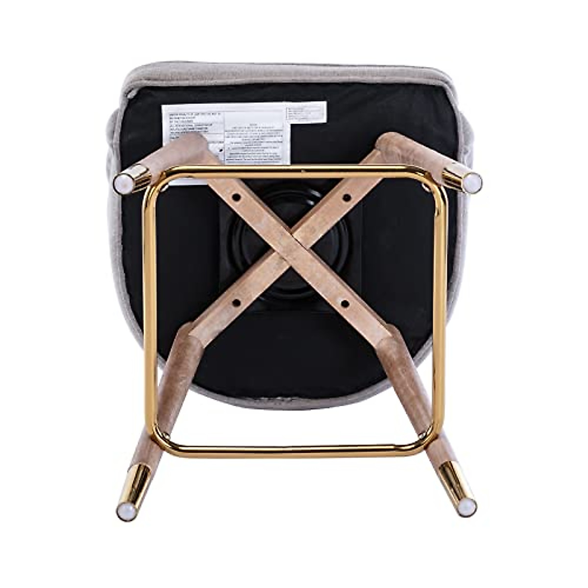 Guyou 360 Degree Swivel Counter Height Bar Stools with Tufted Back Set of 4, Mid-Century Modern Fabric Kitchen Island Chair Stools with Wood Legs and Gold Footrest for Home Bar Dining Room(Grey)