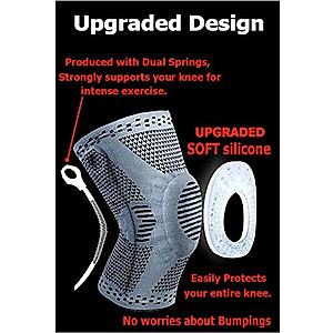 FOKULUNDA Knee Support Belt Sleeves Brace Sports Fitness Knee Pads with Side Stabilizers for Women Men Workout Running Joint Pain Relief Injury Recovery (Black, Medium)