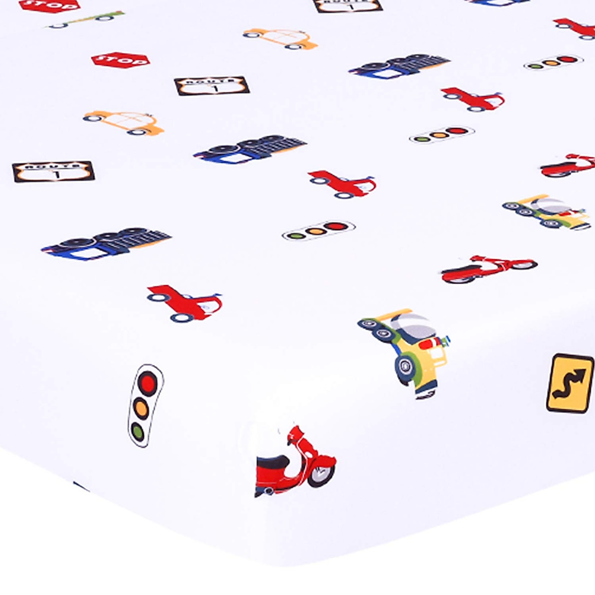 DiamondHome Ultra Soft Baby Crib Fitted Sheet, Printed Toddler Sheets for Boys, Girls, Breathable Hypoallergenic Comfy, 28" X 52" + 9" (Rules of The Road)