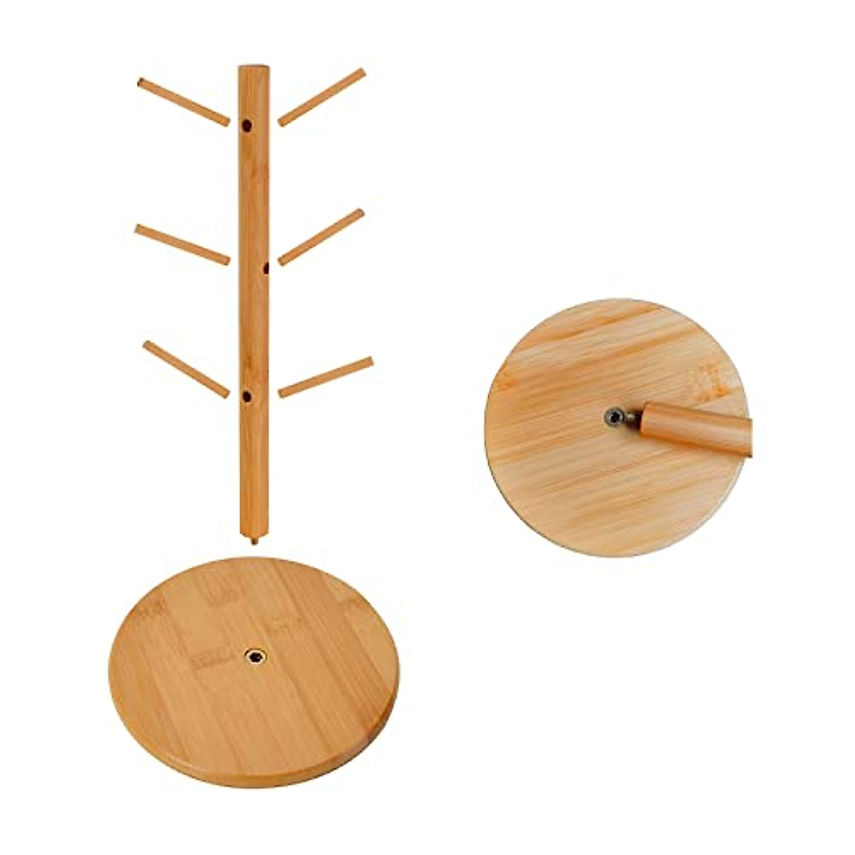 Bamboo Mug Holder Tree，Coffee Cup Holder，Countertop Mug Tree with 6 Hooks，Mug Rack for Counter Stand Coffee Counter Bar Accessory