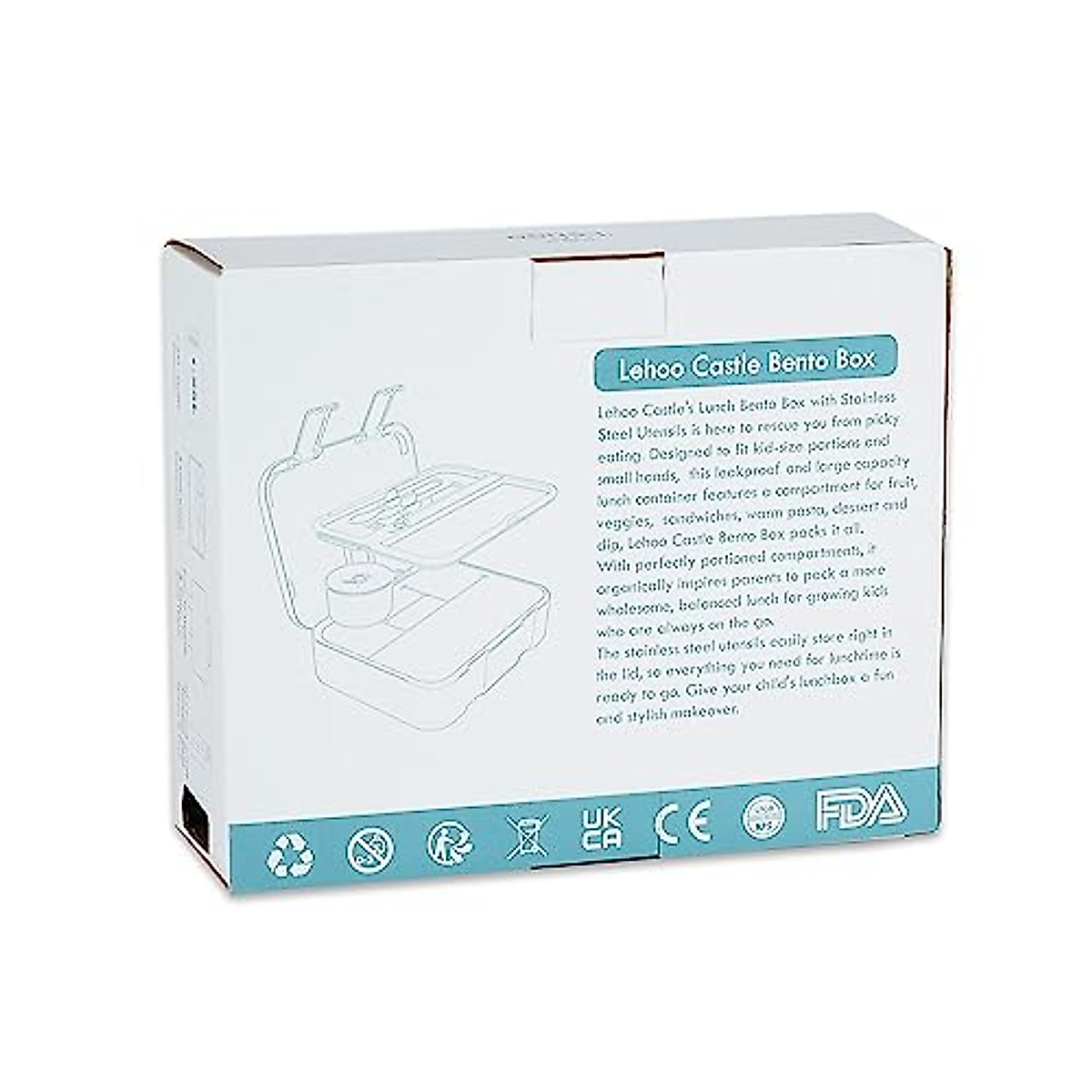 Lehoo Castle Bento Lunch Box for Kids with 5 Compartments,1250ml Lunch Containers with Sauce Jar, Spoon&Fork, Durable, Leak Proof, BPA-Free and Food-Safe Materials (Pink)