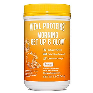 Vital Proteins Morning Get Up and Glow Collagen peptides Powder Supplement, 90mg Caffeine for Energy & Vitamin C & Biotin & Hyaluronic Acid - 9.3oz