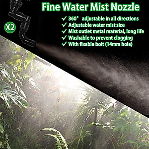 [2-Pack] Reptile Mister Nozzles，Reptile Misting Nozzles 1/4'', Reptile Fogger Fine Mist Nozzles for Reptile Terrarium, Paludarium, Vivarium, Plants, Amphibians, Tank