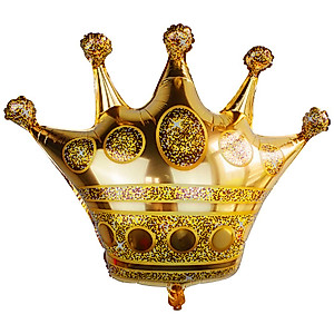 3Pcs Crown Balloons with 20Pcs Gold Confetti Balloons,Crown Foil Helium Balloons for Birthday Wedding Party Decoration (B)