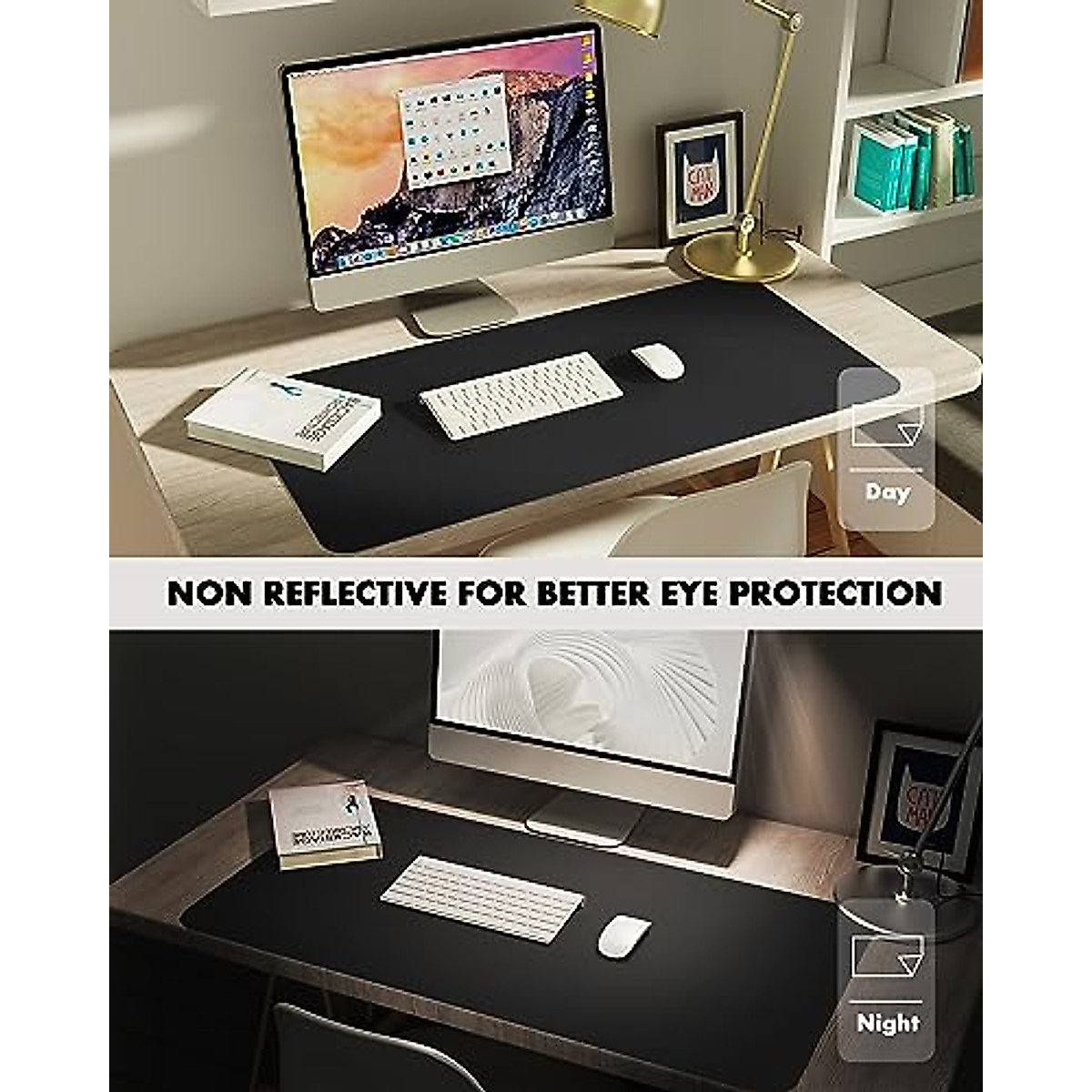 YSAGi Double-Sided Desk Pad, Leather Desk Mat, Eco Cork Desk Pad Protector, Large Mouse Pad for Desk, Waterproof Desk Blotter Pad, Desk Writing Pad for Office Work/Home(23.6"x13.7",Black+Cork)