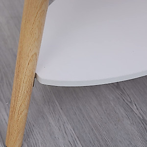 Oval Wood Coffee Table Modern Style with Open Storage Layer for Storage and Display 2 Tier Goose Egg Pattern Sofa Table Cocktail Table for Living Room Home Office