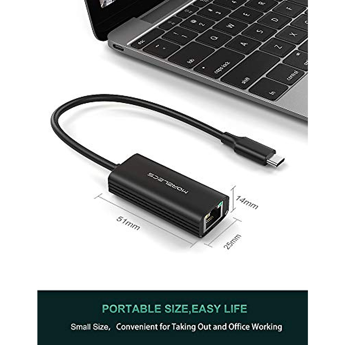 USB C to Ethernet Adapter, Morelecs USB C to Gigabit Ethernet LAN Network Adapter Ethernet to USB C Compatible with MacBook Pro/Air, Dell XPS,Surface Book 2, iPad Pro and More