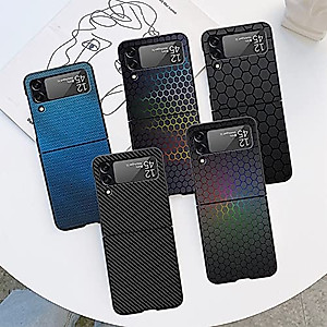 HANASE Black Carbon Fiber Phone Case for Samsung Galaxy Z Flip 3 5G Z Flip 4 ZFlip3 ZFlip zflip Flip4 ZFlip4,Z5,for Z Flip 3 5G